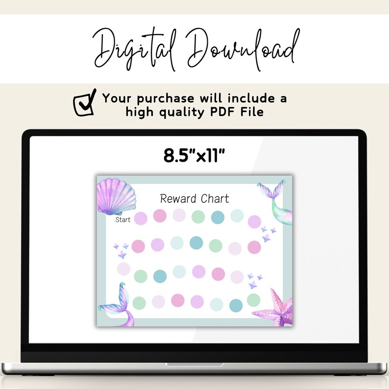 Reward Chart for Kids Kids Potty Chart Custom Mermaid Behavior Sticker ...