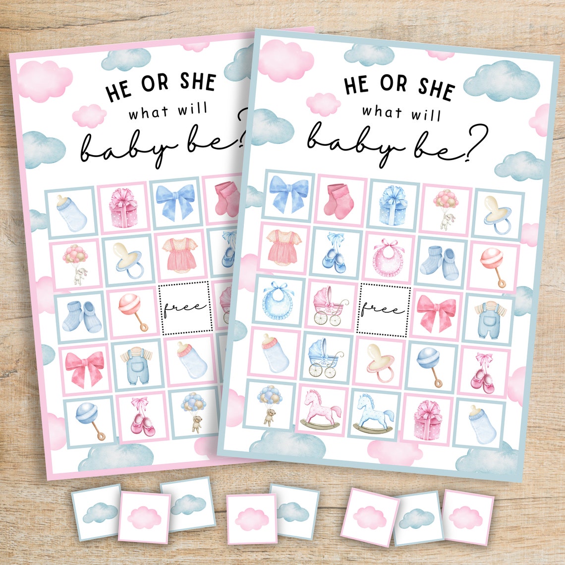 Gender Reveal Bingo Printable Gender Reveal Bingo Party Game Boy or ...