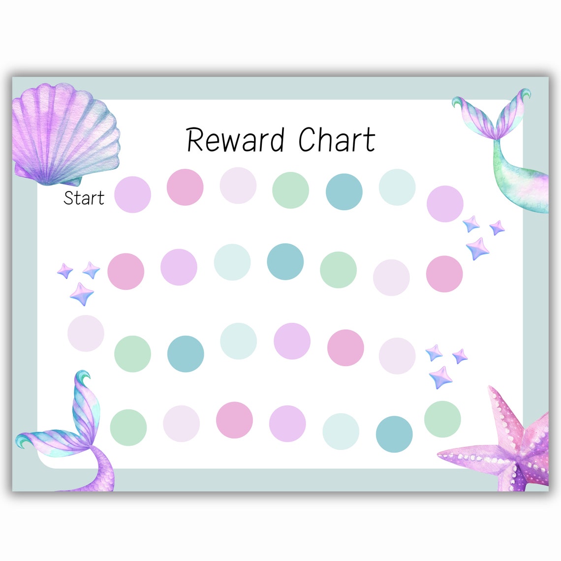 Reward Chart for Kids Kids Potty Chart Custom Mermaid Behavior Sticker ...