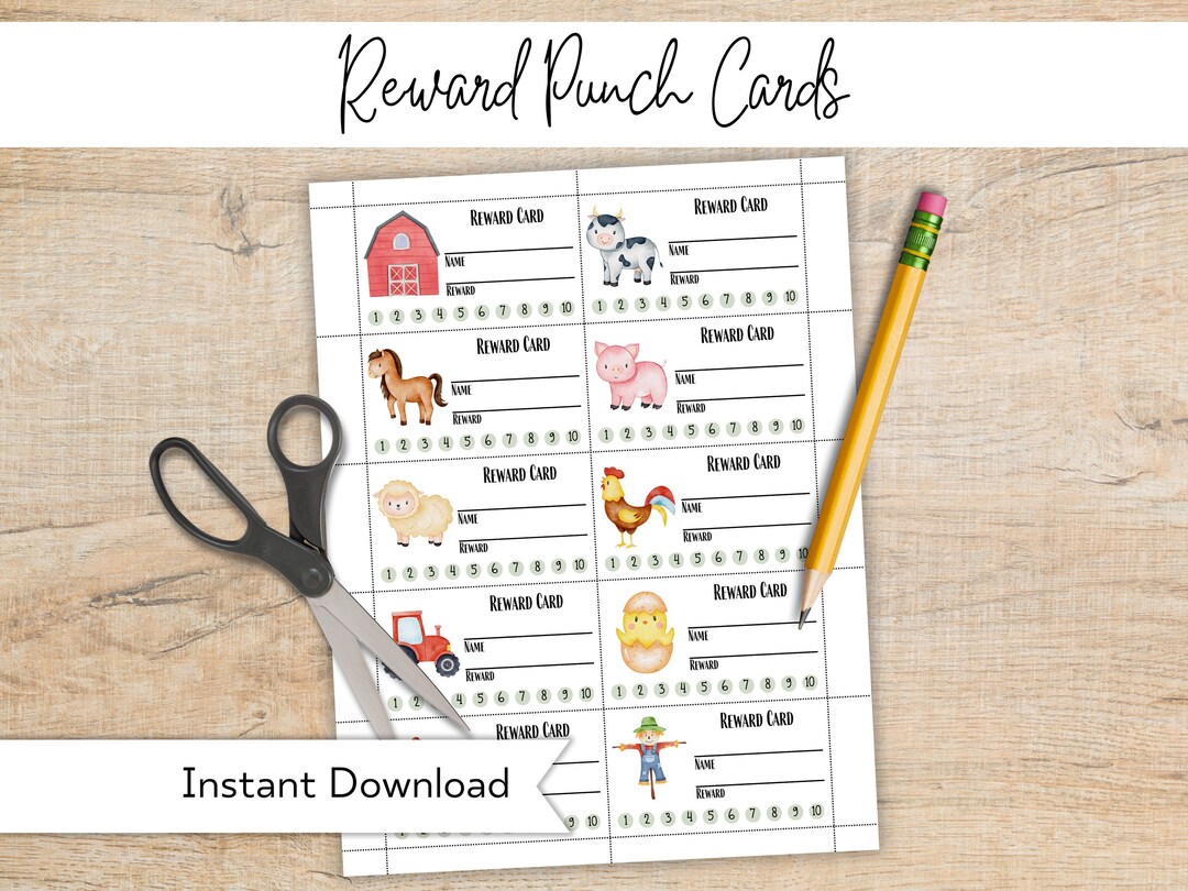 Printable Reward Punch Cards for Kids - Custom Behavior Tracker ...