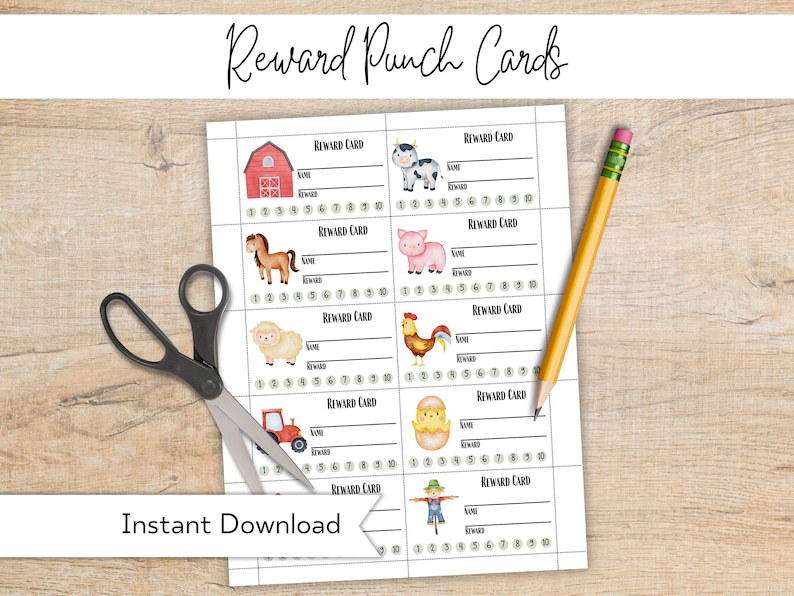 Printable Farm Animal Reward Punch Cards - Behavior Tracker (instant ...