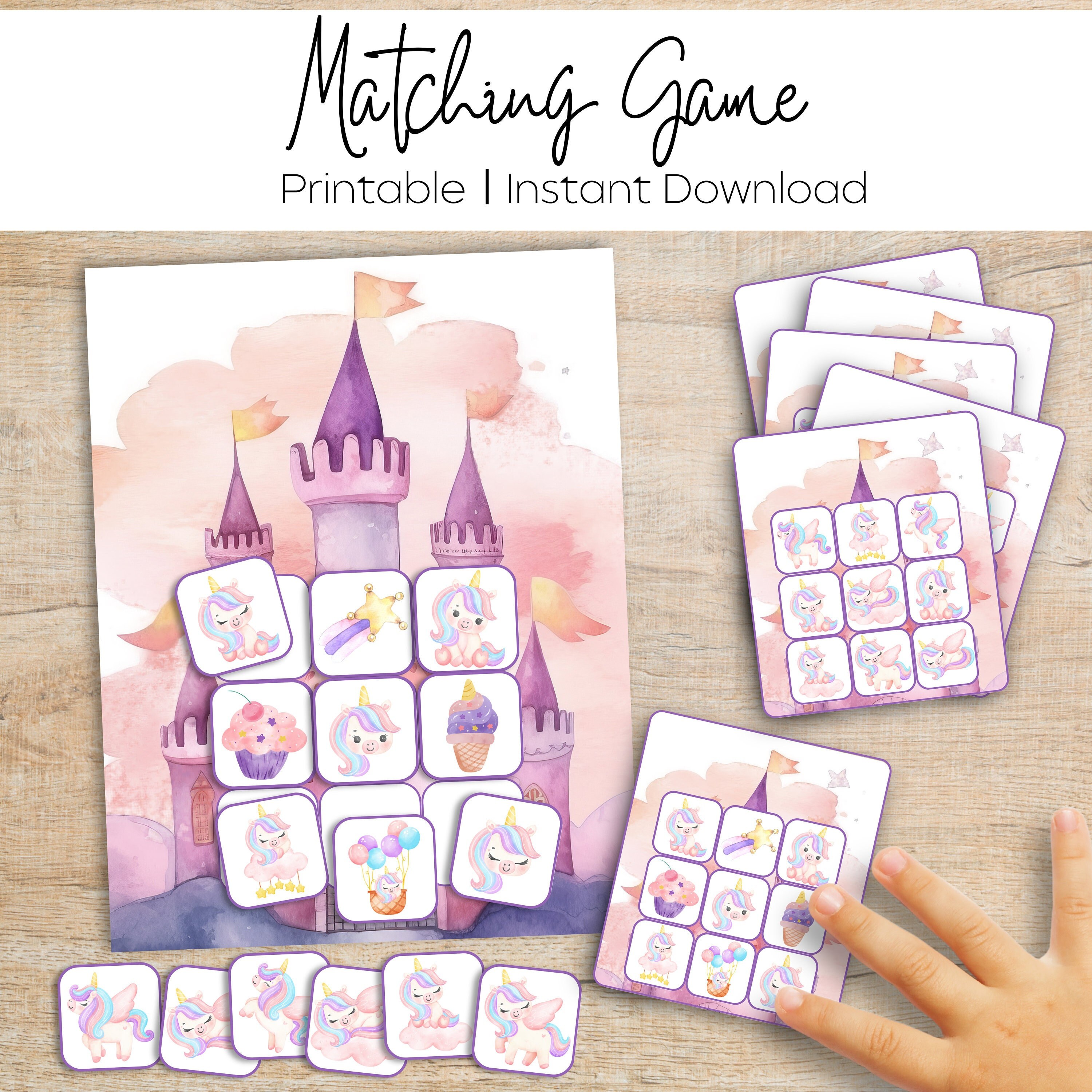 Unicorn Matching Activity Printable Matching Game Fun Learning Activity ...