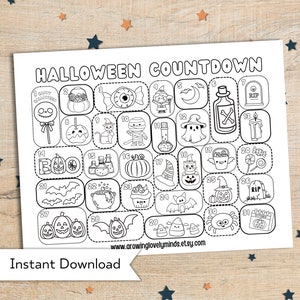 Halloween Countdown Coloring Sheet - Halloween Printable Advent ...