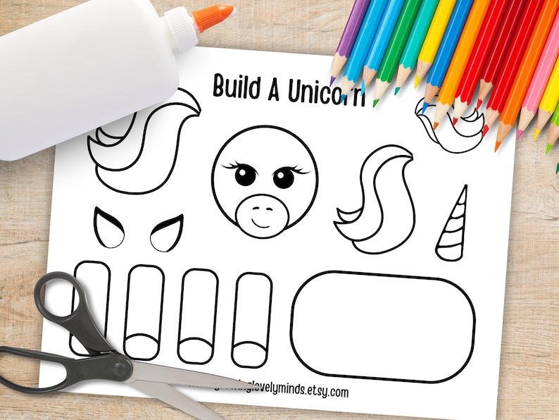 Unicorn Printable Craft - Build a Unicorn Activity for Kids - Preschool ...