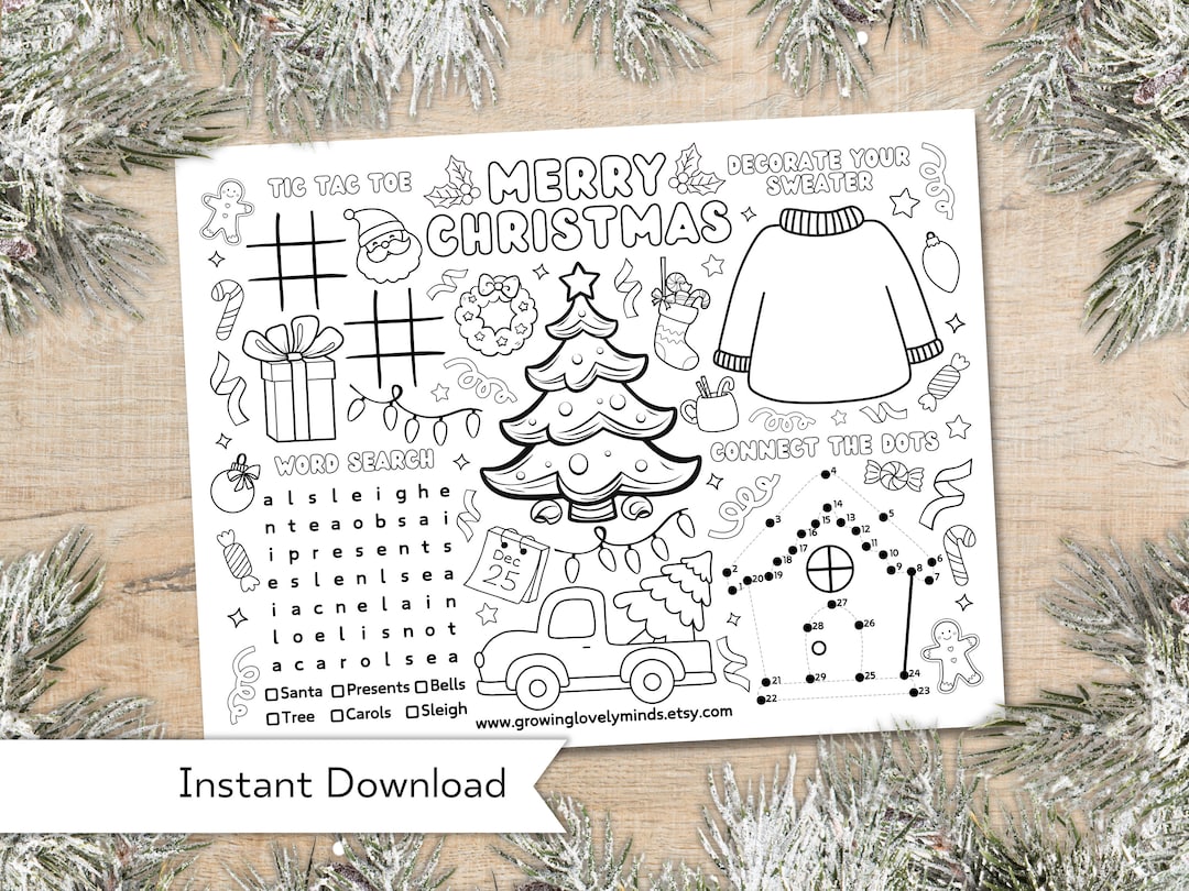 Christmas Activity Page for Kids - Printable Custom Christmas Coloring ...