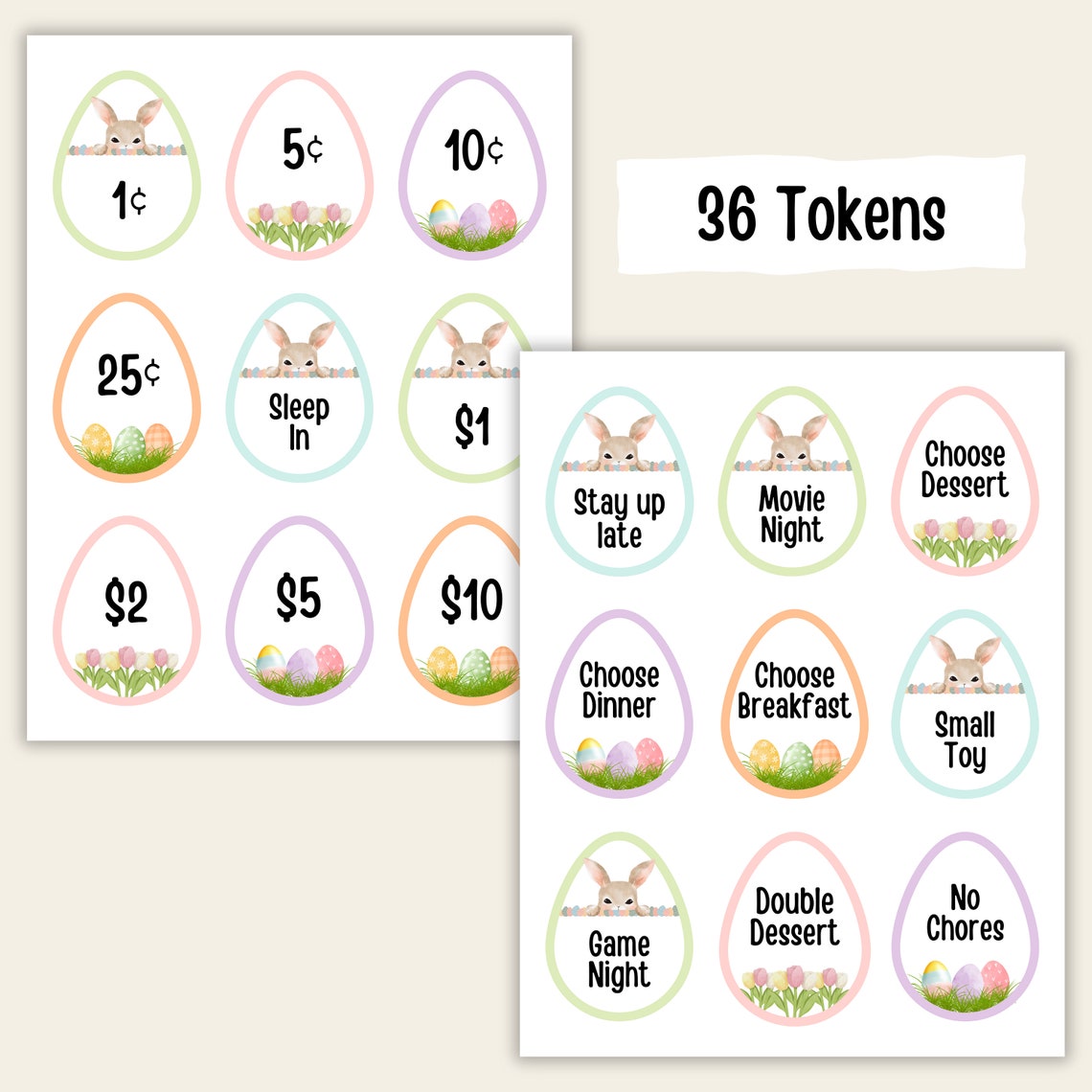 Easter Egg Reward Tokens Printable Easter Egg Hunt Coupons Printable ...