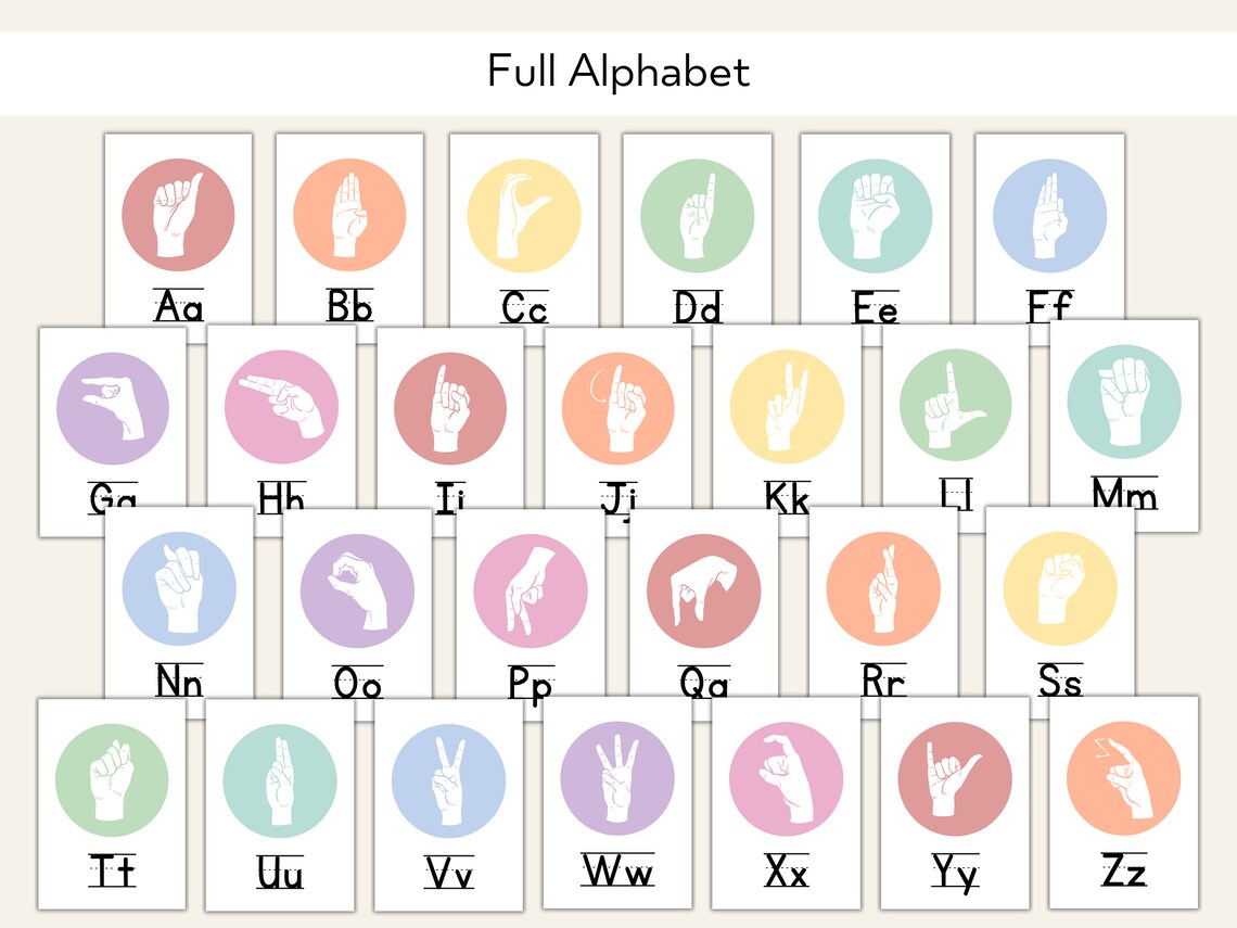 ASL Alphabet Flashcards Printable American Sign Language Alphabet Learn ...