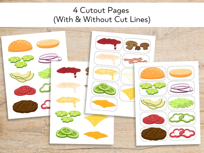 Build a Burger Printable Set: Pretend Play Activity (instant Download ...