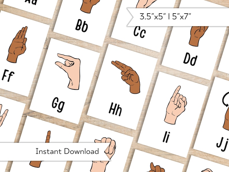 ASL Alphabet Flashcards – American Sign Language, Beginners (digital ...