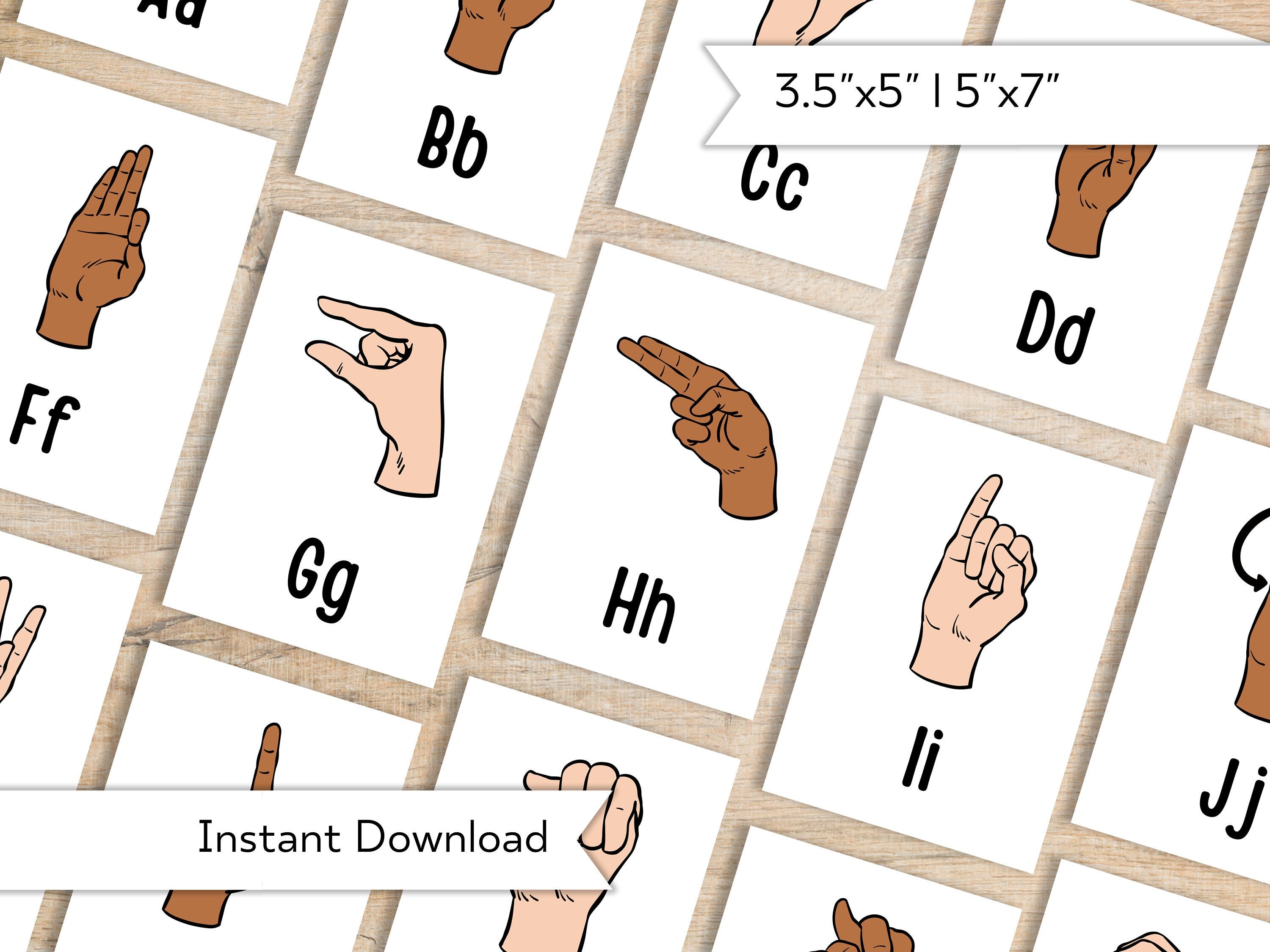 ASL Alphabet Flashcards - Printable American Sign Language Alphabet ...