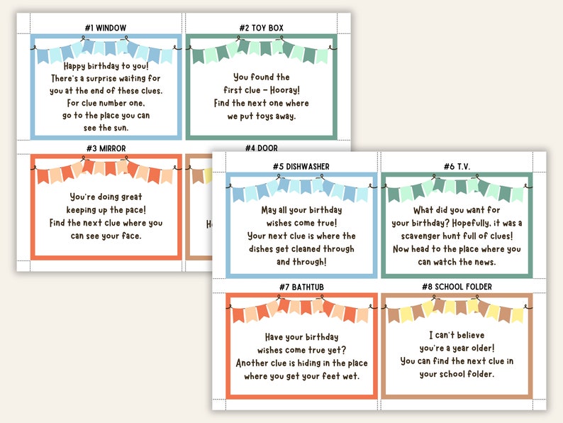 Birthday Scavenger Hunt for Kids – Printable Rhyming Clues (digital ...