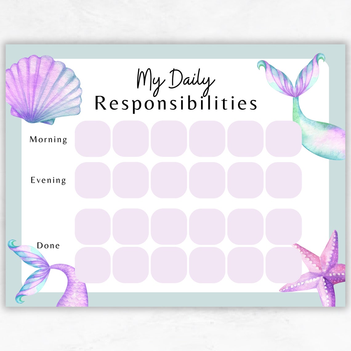 Daily Chore Chart for Kids Daily Responsibilities Chart Printable Daily ...