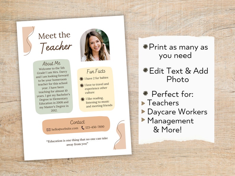 Editable Meet the Teacher Template Back to School Instant Edit ...