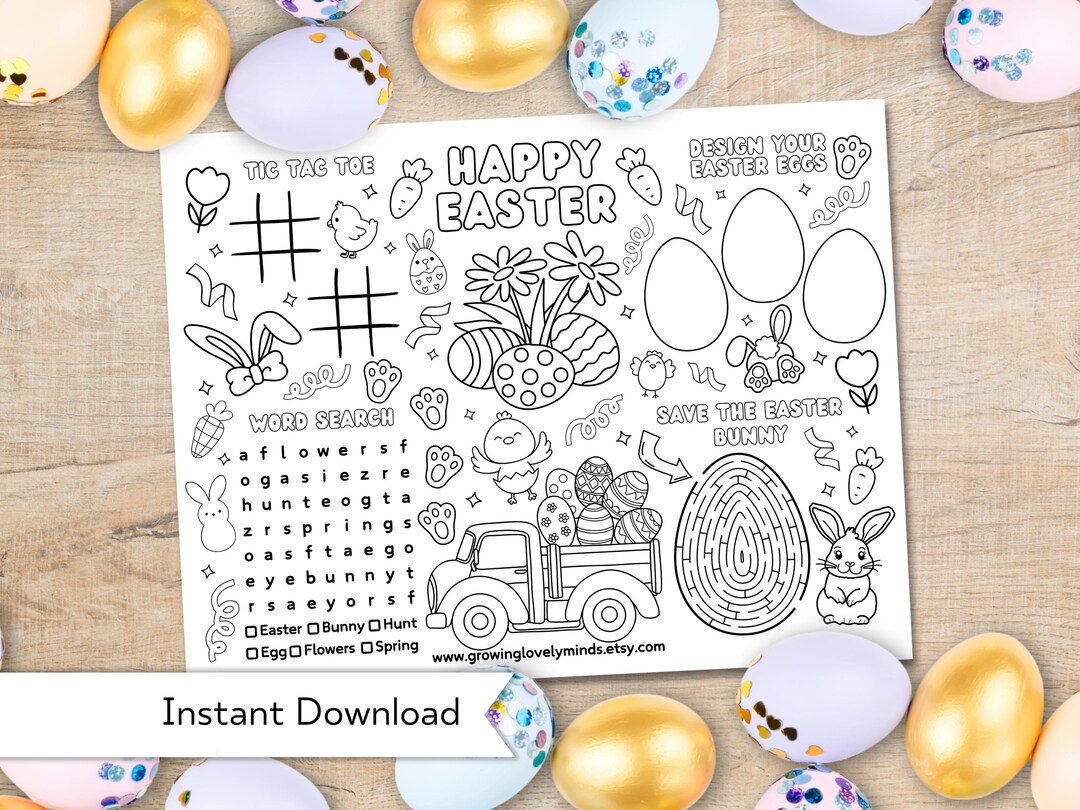 Easter Activity Page for Kids - Printable Custom Easter Coloring ...