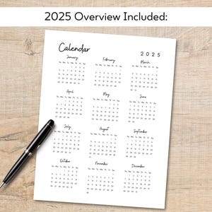 2025 Monthly Calendar Printable, Lined Unlined Planner Insert, Two ...