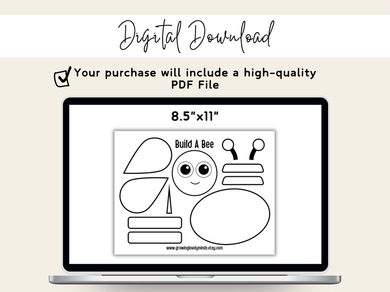 Bee Printable Craft Build a Bee Spring Activity for Kids Preschool ...