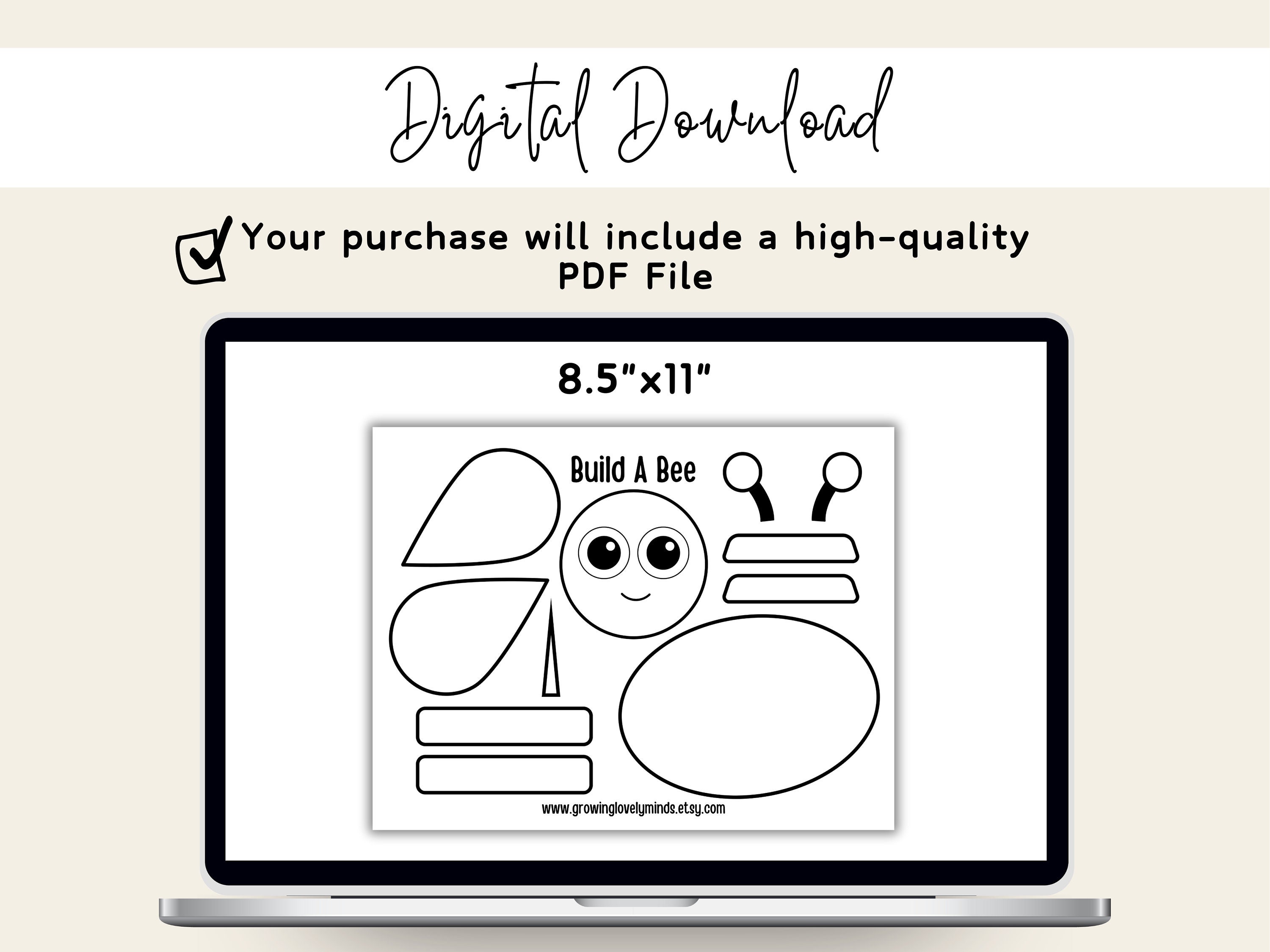 Bee Printable Craft Build a Bee Spring Activity for Kids Preschool ...