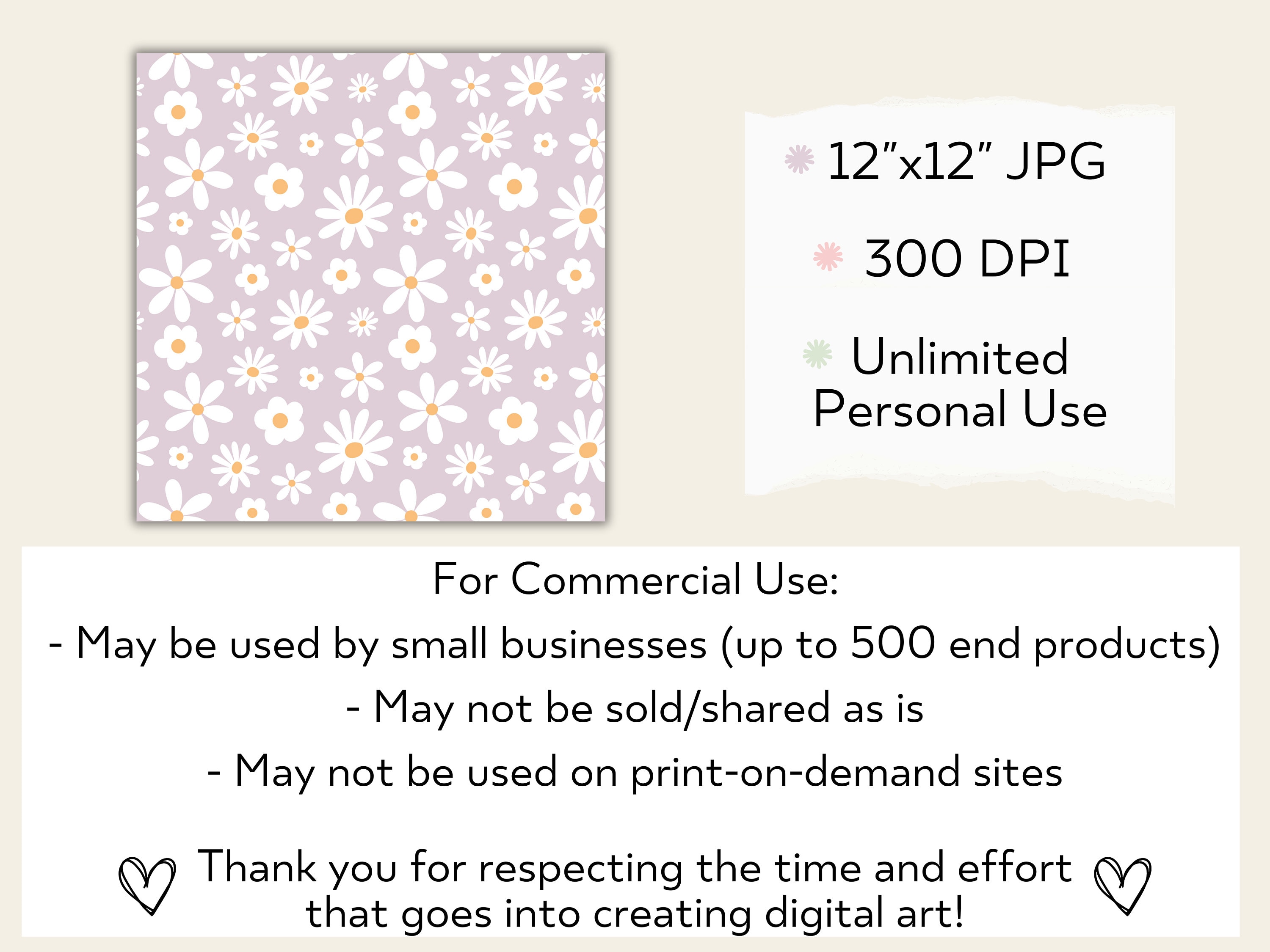 Daisy Seamless Pattern Digital Paper - Pastel Floral Designs (digital ...