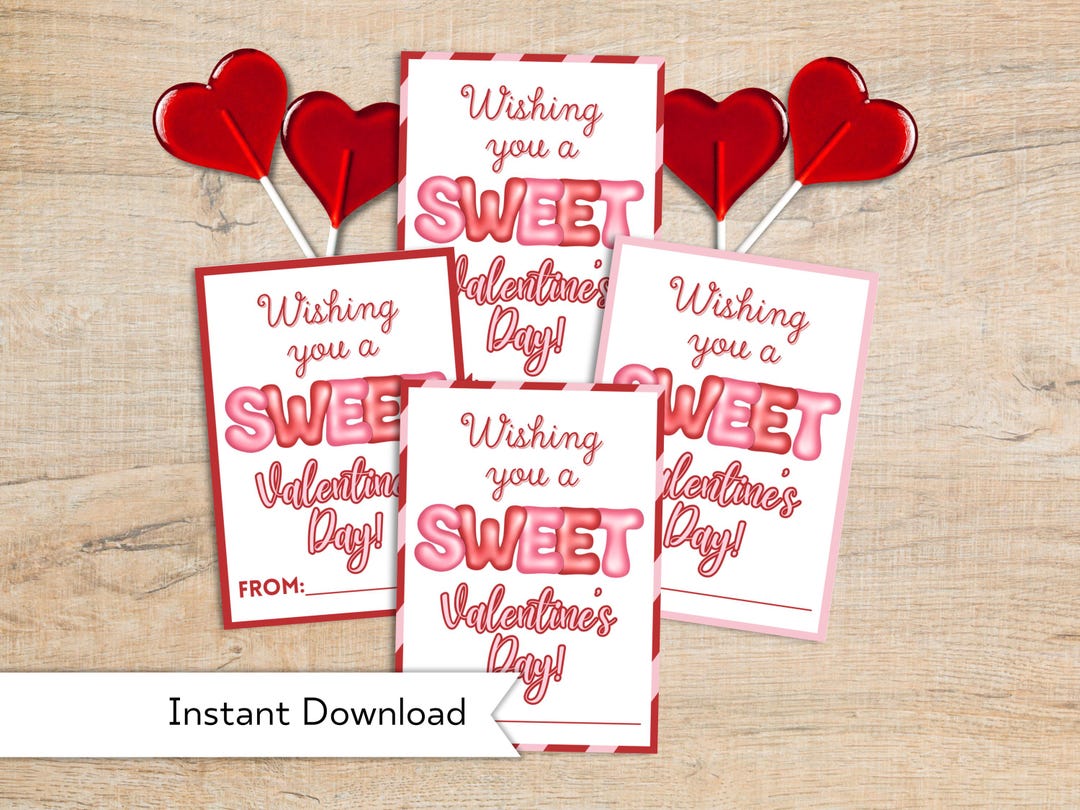 Sweet Valentine's Day Cards - Printable Treat Cards (PDF) - Etsy