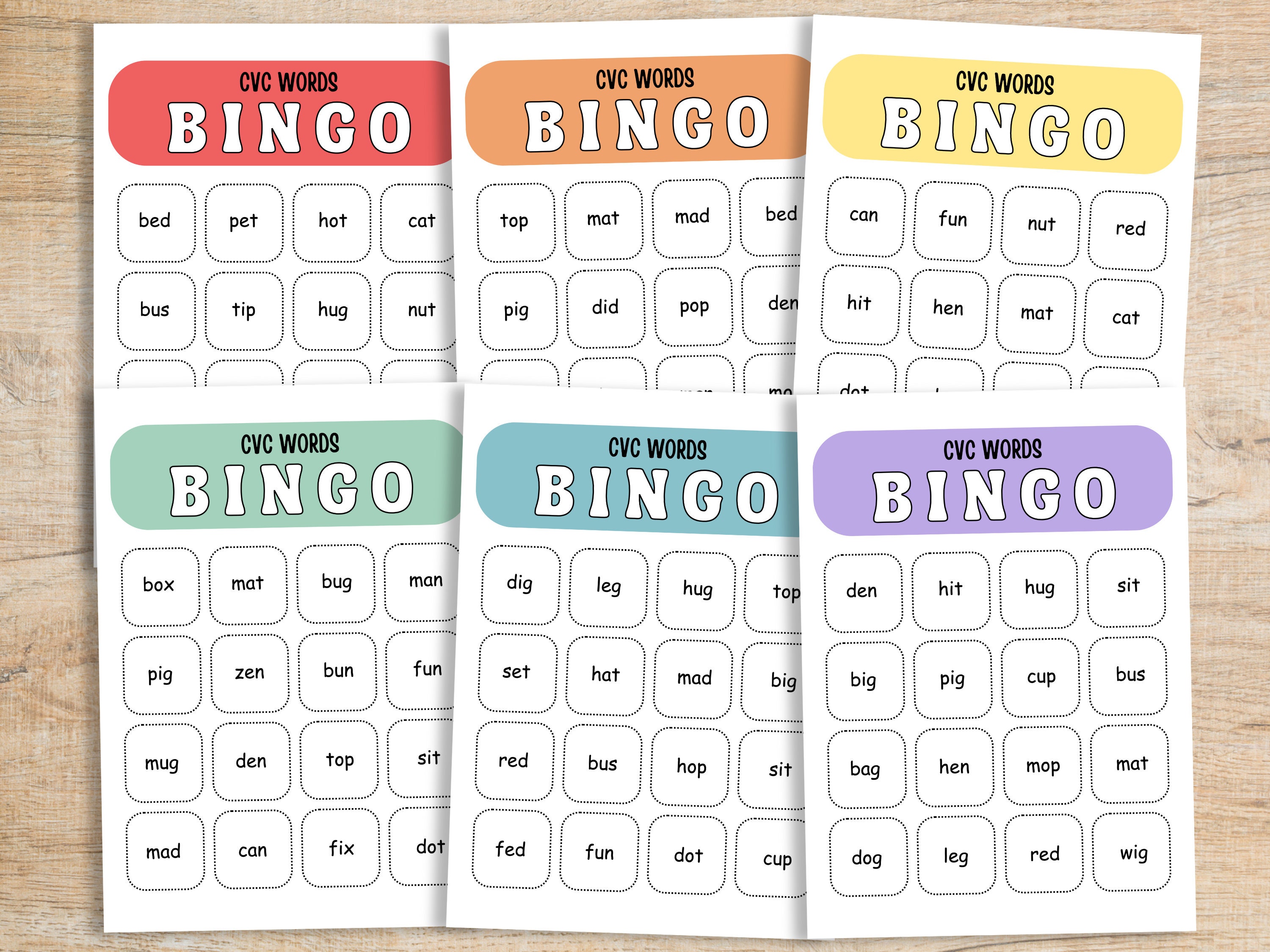CVC Words Bingo - Printable CVC Game - Kindergarten Homeschool CVC Card ...