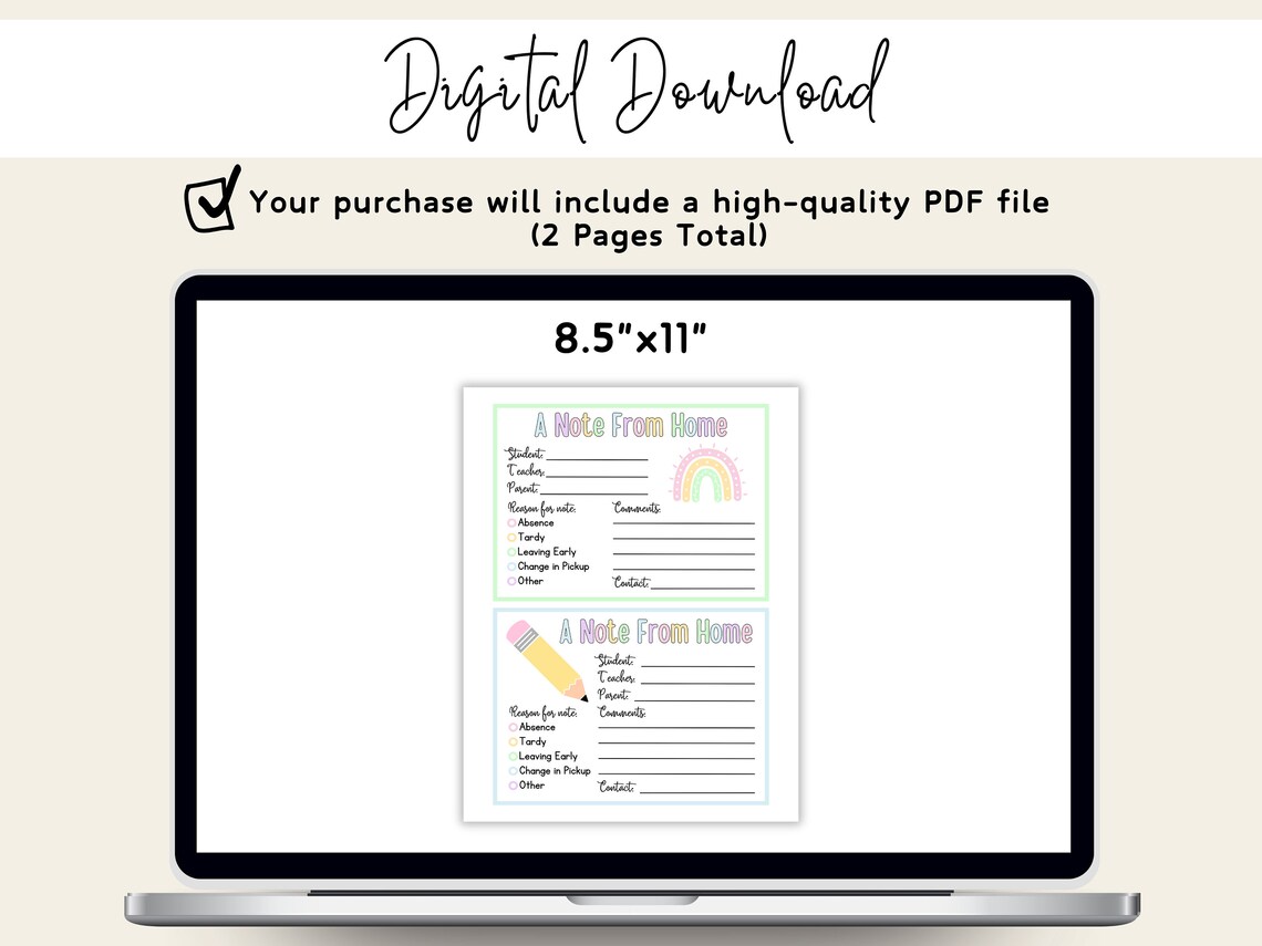 Printable Note From Home School Note From Home Parent Communication ...