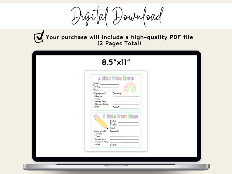 Printable Note From Home School Note From Home Parent Communication ...