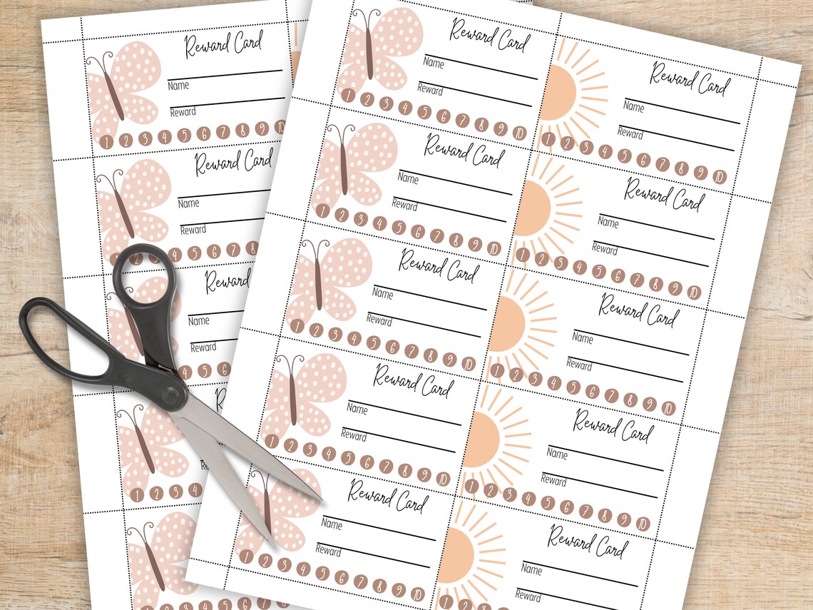 Printable Reward Punch Cards for Kids Custom Behavior Tracker Incentive ...
