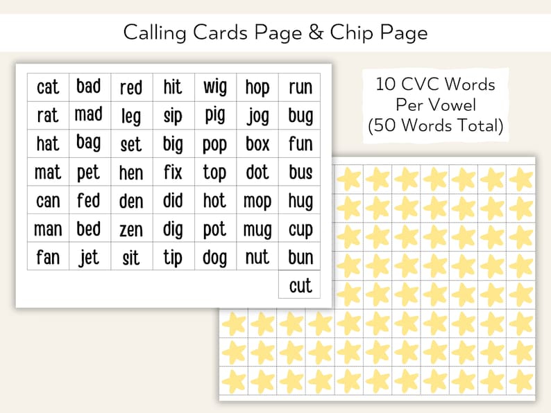 CVC Words Bingo Game - Phonics Learning (printable Download) - Etsy