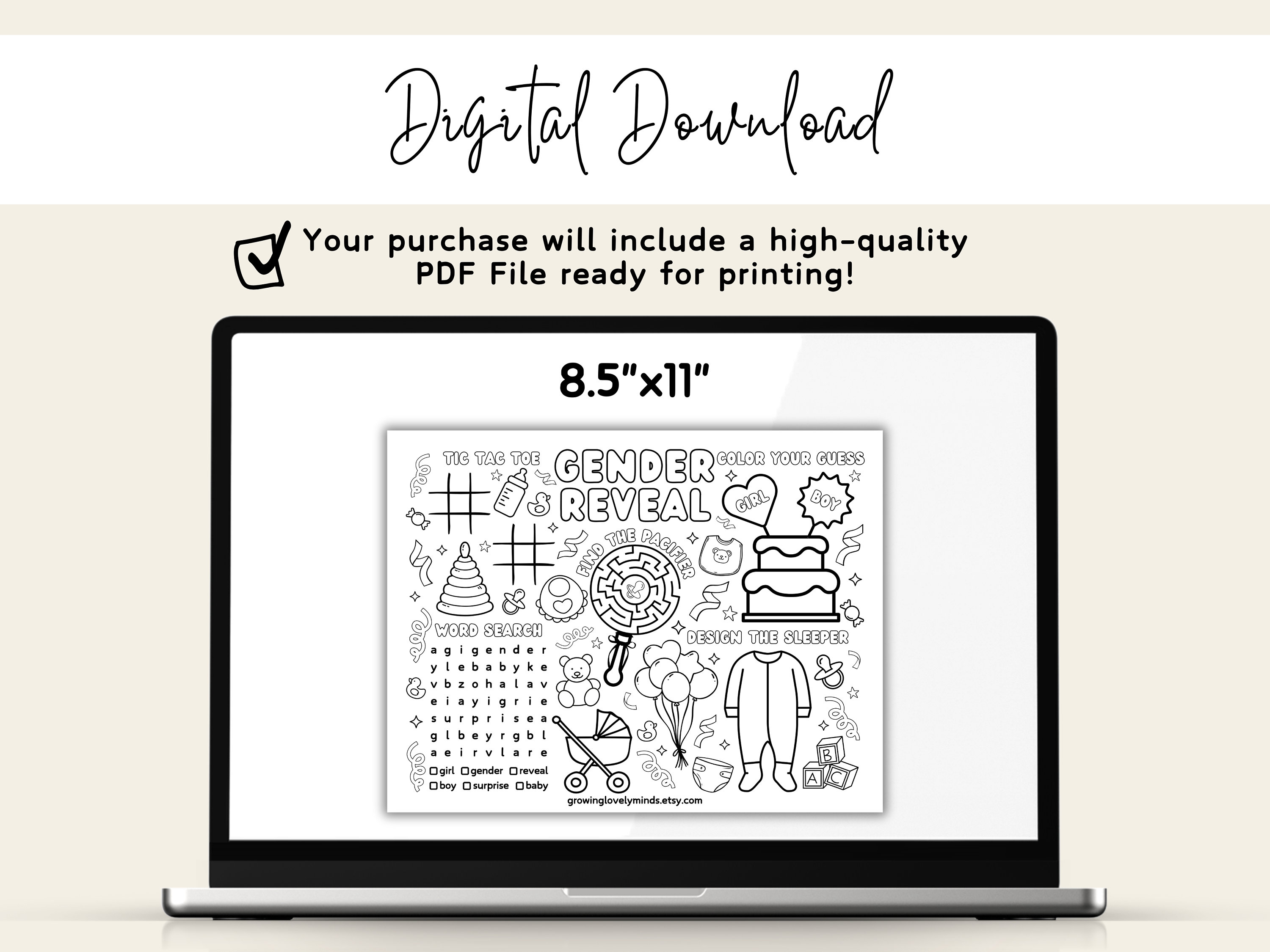 Gender Reveal Coloring Page for Kids Printable Kids Table Activities ... Gender Reveal Coloring Page for Kids Printable Kids Table Activities ...
