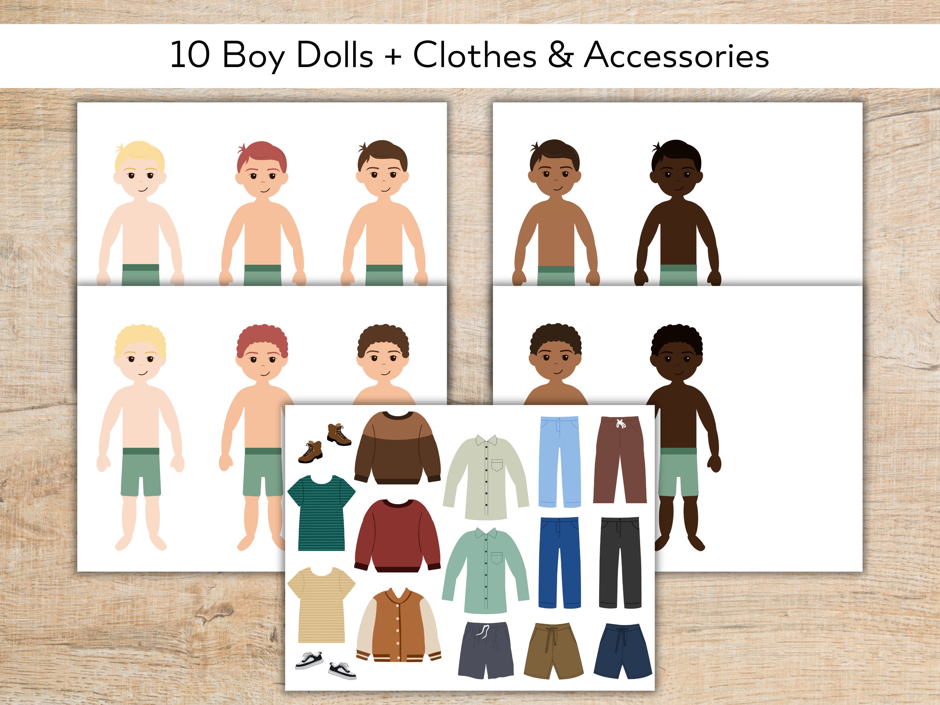 Printable Paper Dolls Printable Paper Doll Cutout Craft Boy and Girl ...