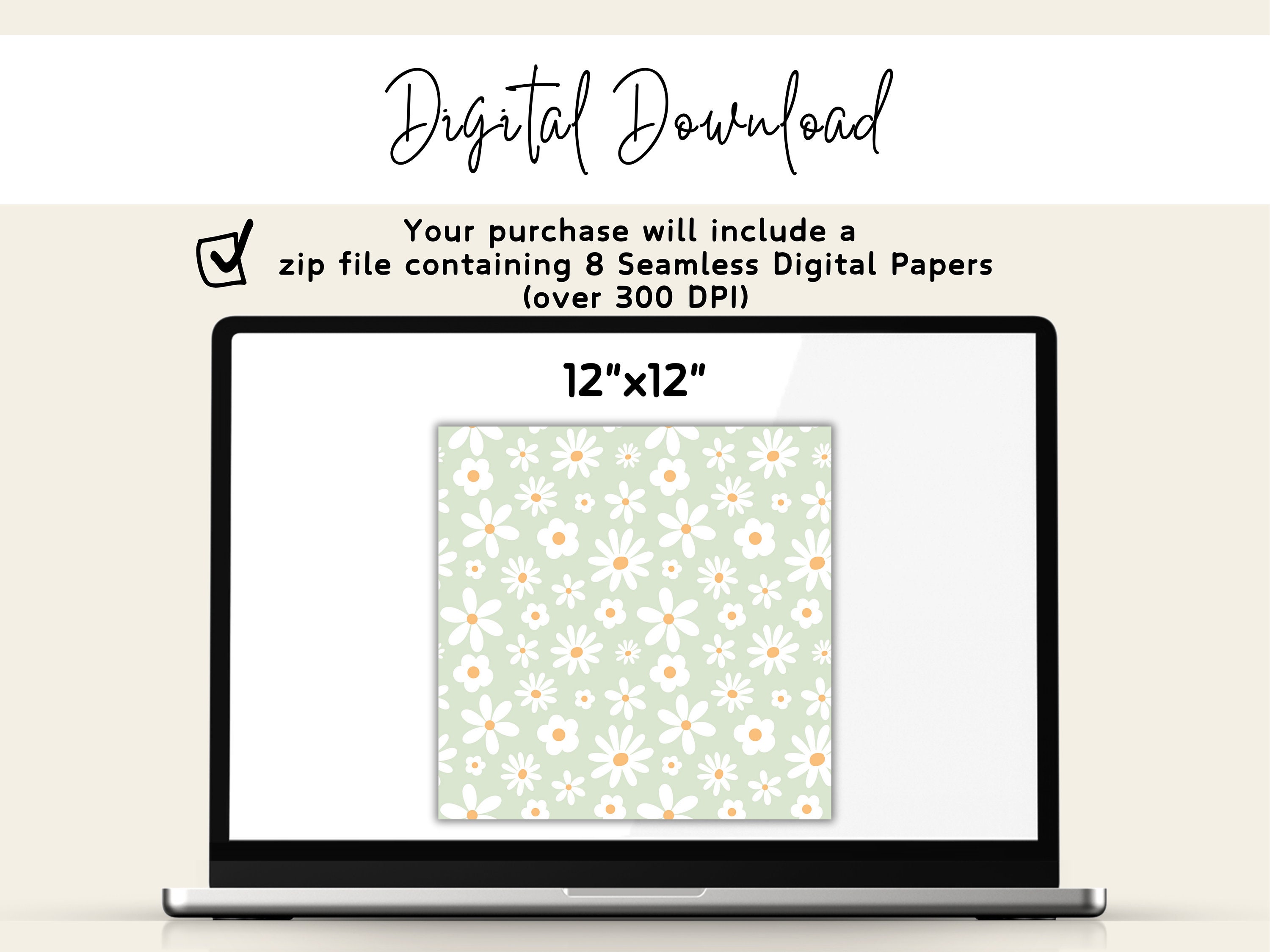 Daisy Seamless Pattern Digital Paper - Pastel Floral Designs (digital ...