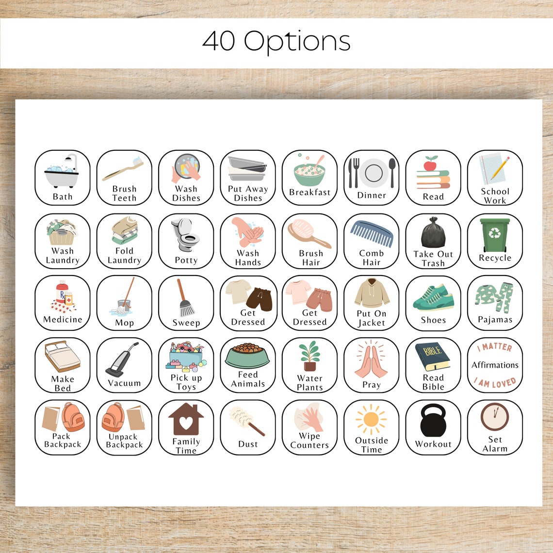 Daily Chore Chart for Kids Daily Responsibilities Chart Printable Daily ...