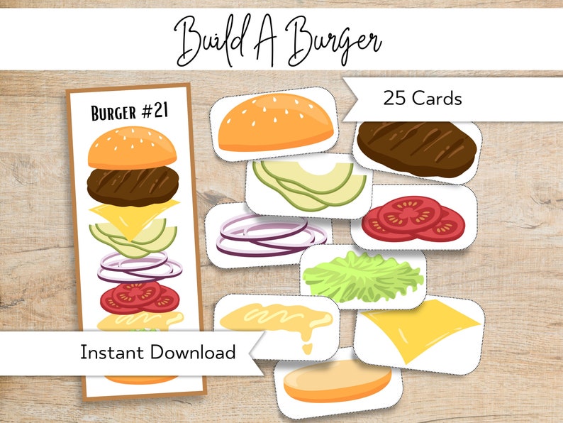 Build a Burger Printable Set: Pretend Play Activity (instant Download ...