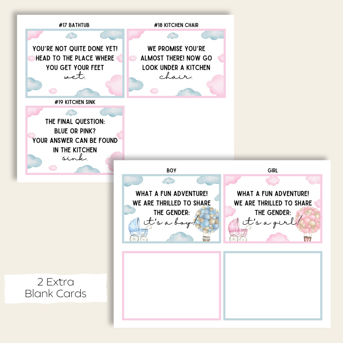 Gender Reveal Scavenger Hunt Printable Gender Reveal Rhyming Scavenger ...