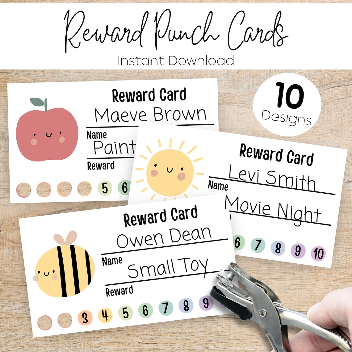Printable Reward Punch Cards for Kids Custom Behavior Tracker Incentive ...