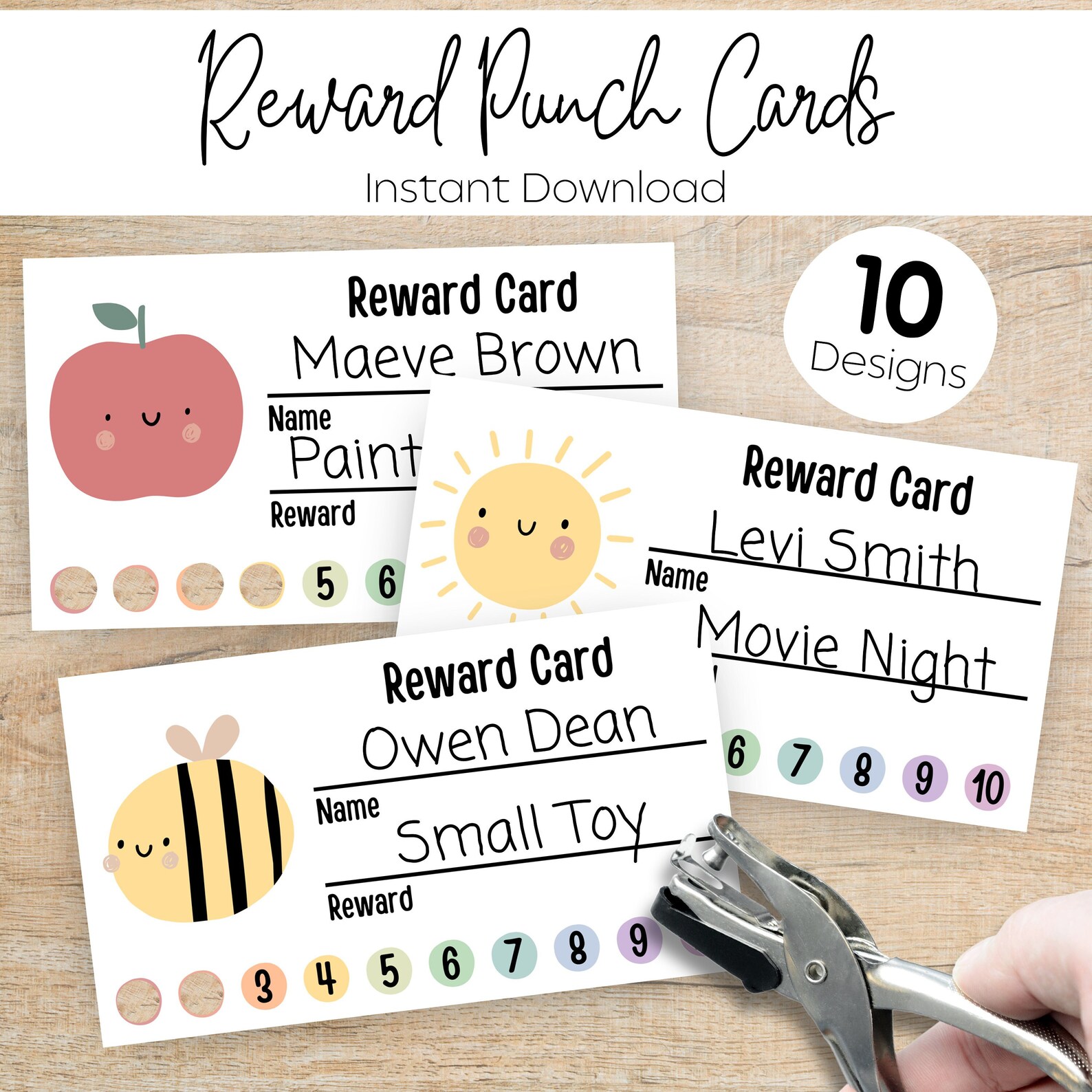 Printable Reward Punch Cards for Kids Custom Behavior Tracker Incentive ...
