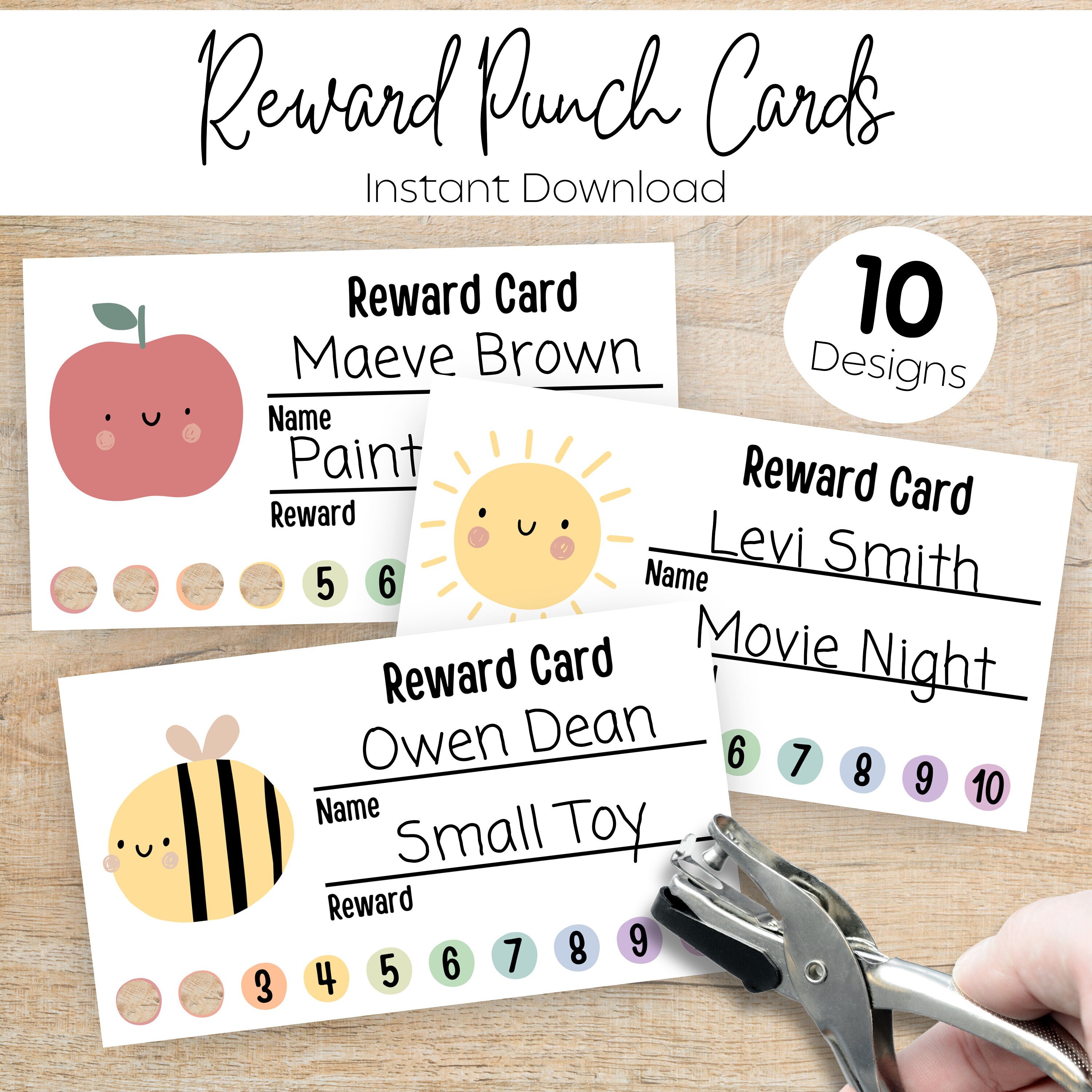 Printable Reward Punch Cards for Kids Custom Behavior Tracker Incentive ...
