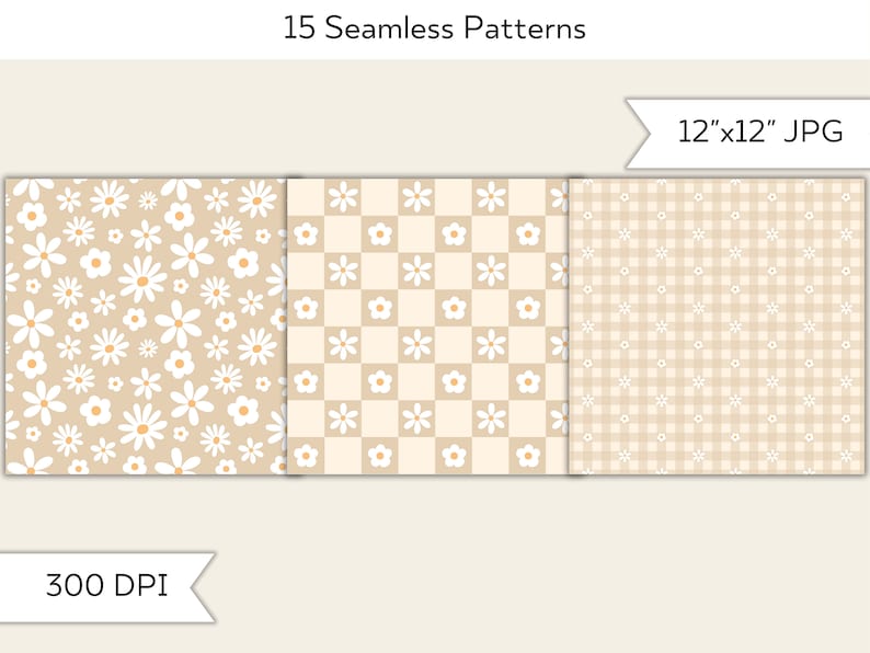 Daisy Seamless Pattern Digital Paper - Pastel Floral Designs (digital ...