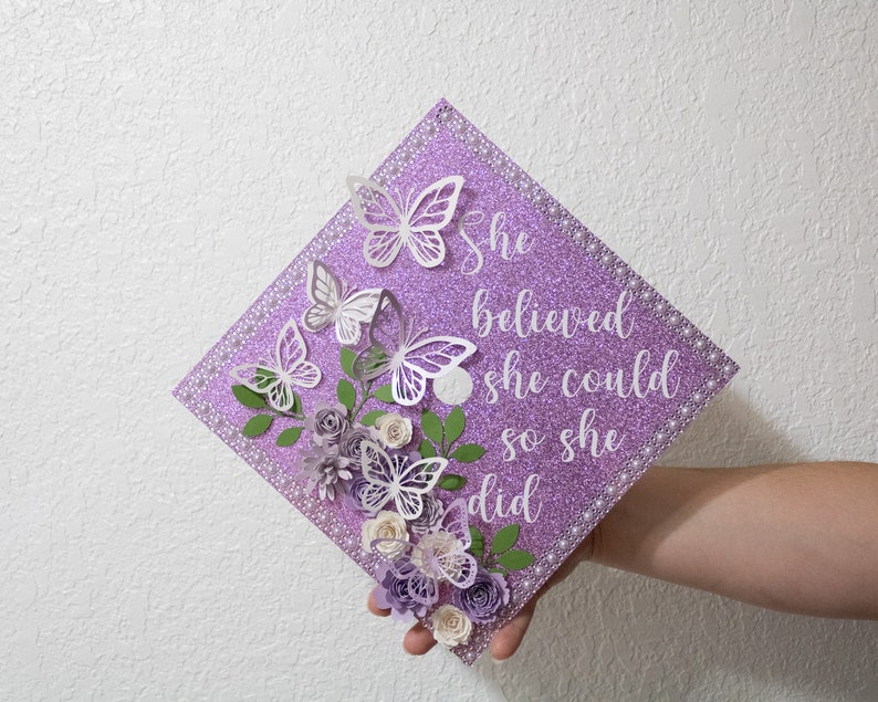 Custom Graduation Cap Topper, Grad Cap Topper, Butterfly and Paper ...