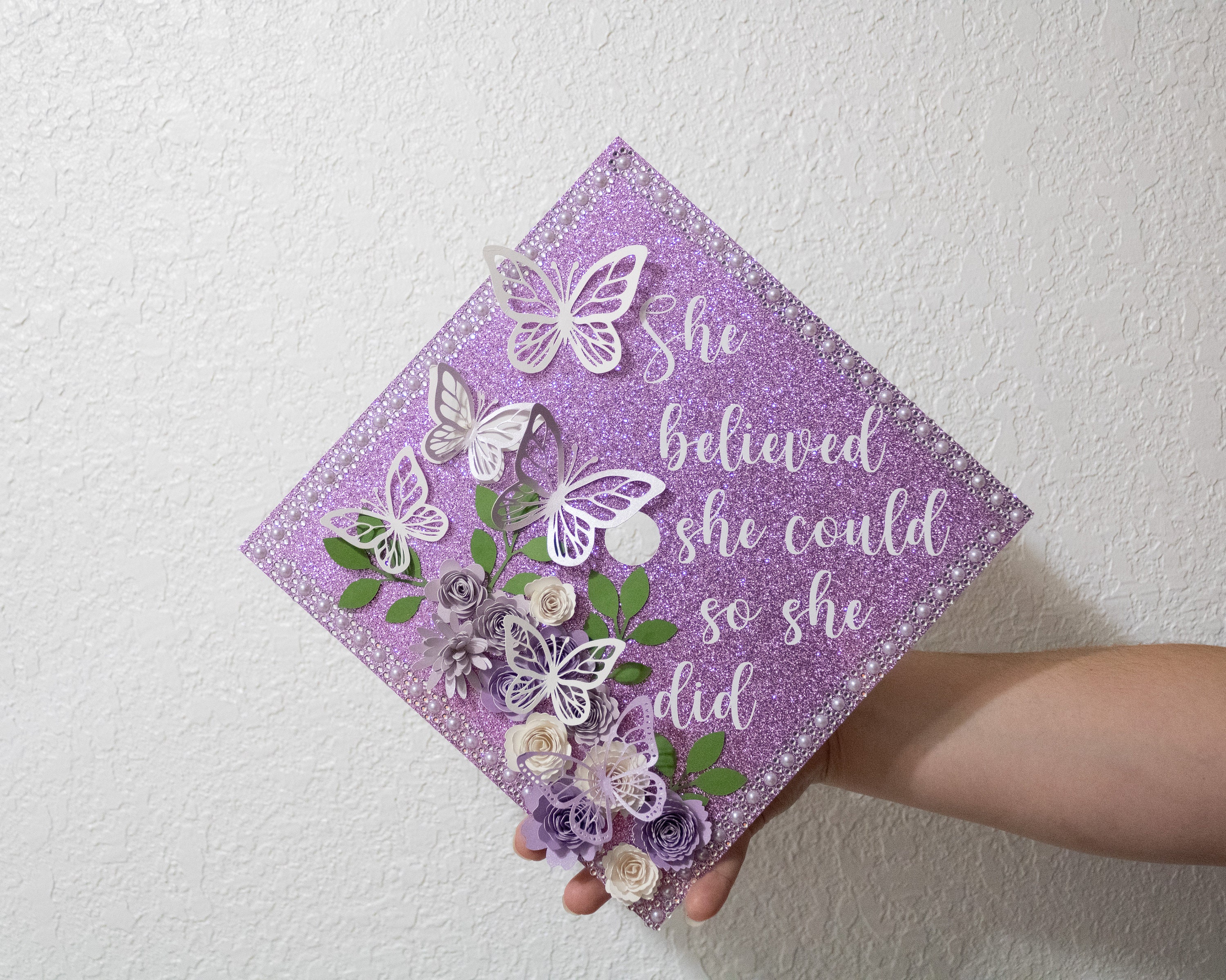 Custom Graduation Cap Topper, Grad Cap Topper, Butterfly and Paper ...