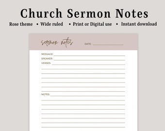 CHURCH NOTES TEMPLATE - Goodnotes Template for Note-taking - Etsy