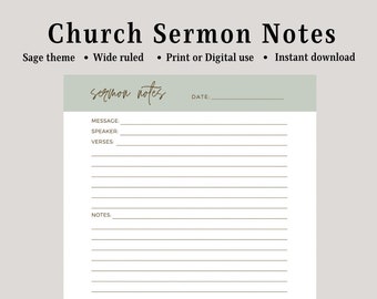 Church Notes | Sermon Notes Bible Study Notes Note Taking Template ...