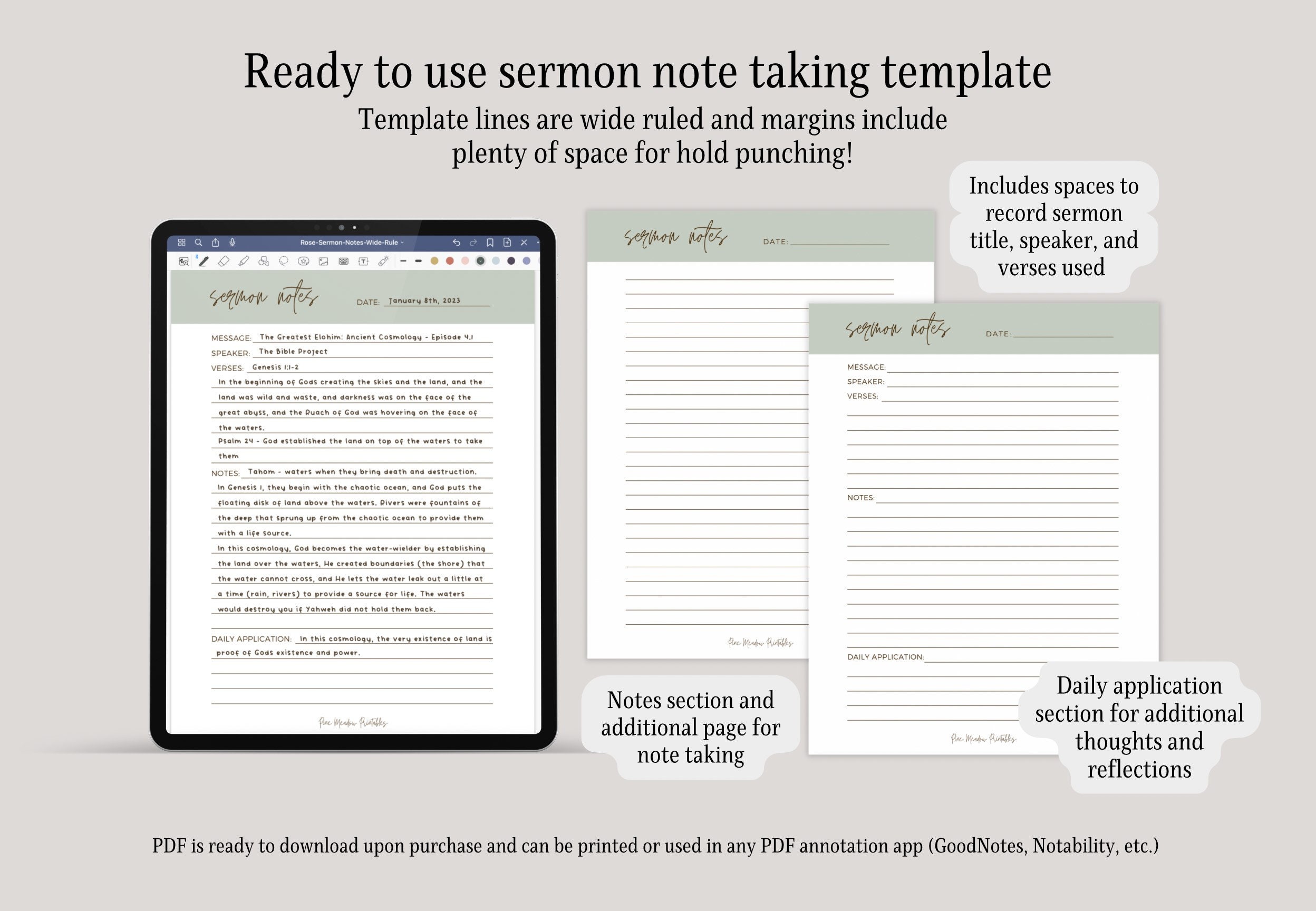 Church Notes | Sermon Notes Bible Study Notes Note Taking Template ...