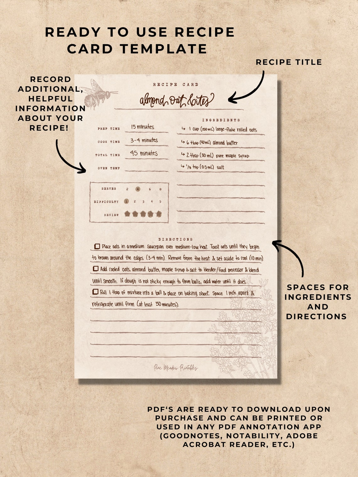 Recipe Card Template | Recipe Cards Digital Notepad Recipes Recipe ...