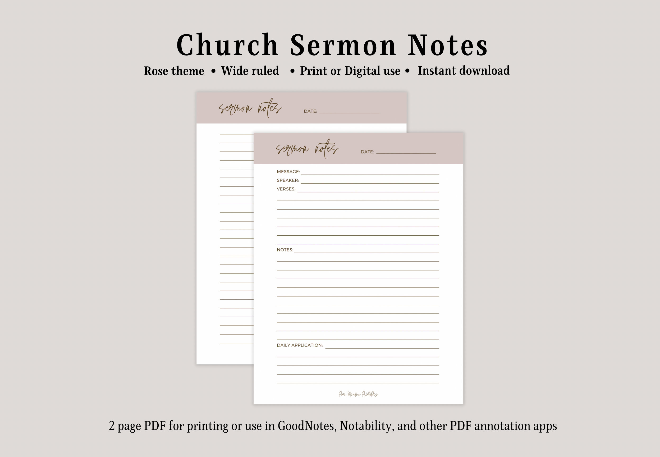 Church Notes | Sermon Notes Bible Study Notes Note Taking Template ...