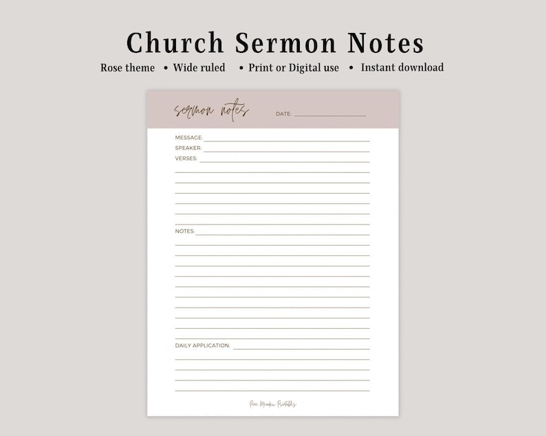 Church Notes | Sermon Notes Bible Study Notes Note Taking Template ...