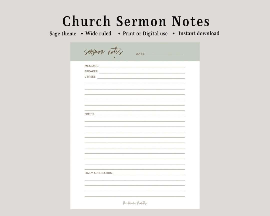 Church Notes | Sermon Notes Bible Study Notes Note Taking Template ...