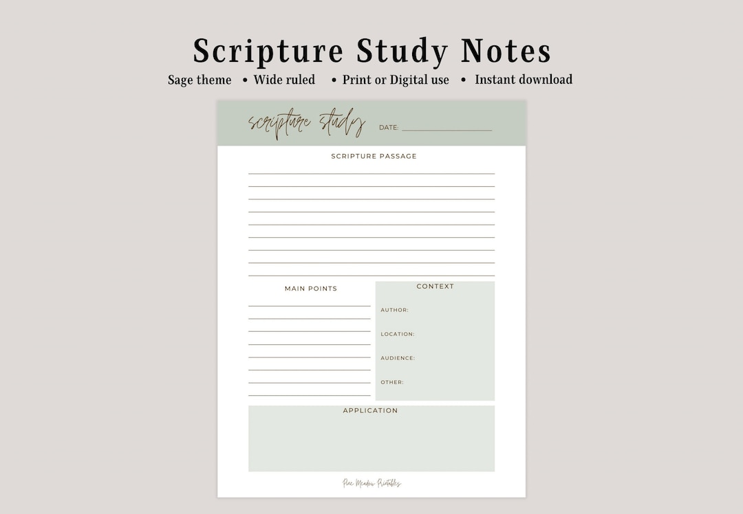 Scripture Study | Sermon Notes Bible Study Notes Note Taking Template ...