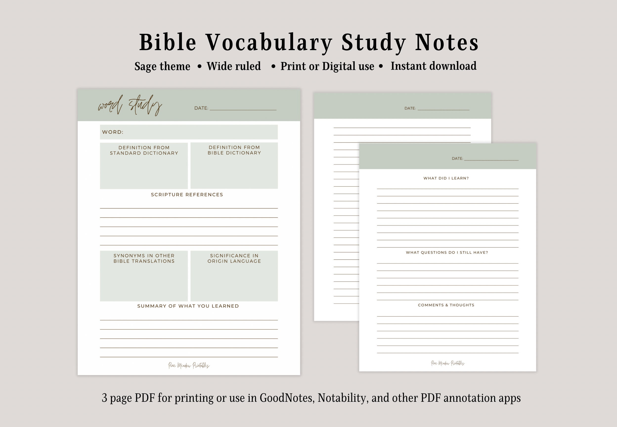 Word Study | Sermon Notes Bible Study Notes Note Taking Template ...