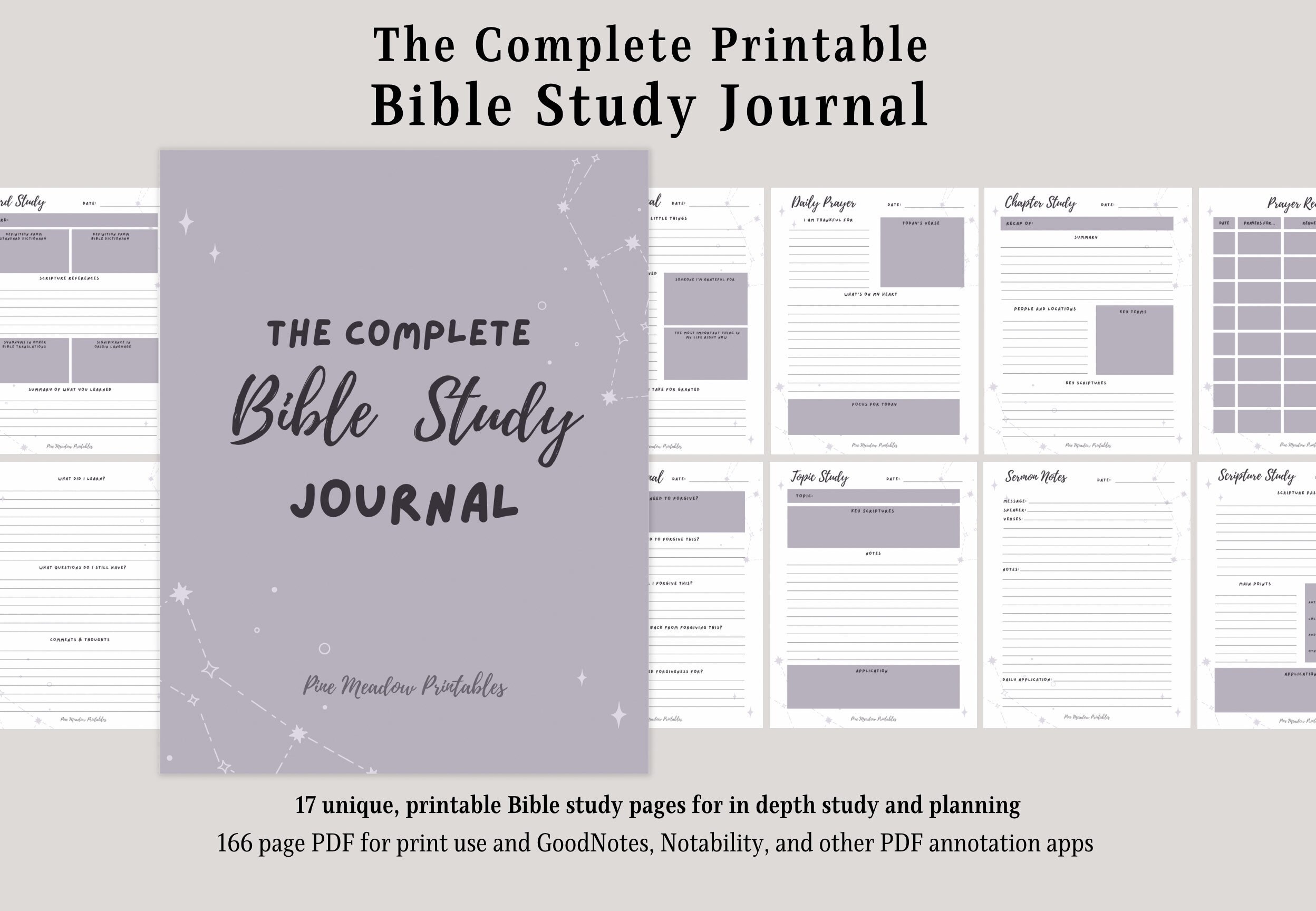The Complete Printable Bible Study Journal | Sermon Notes Bible Study ...
